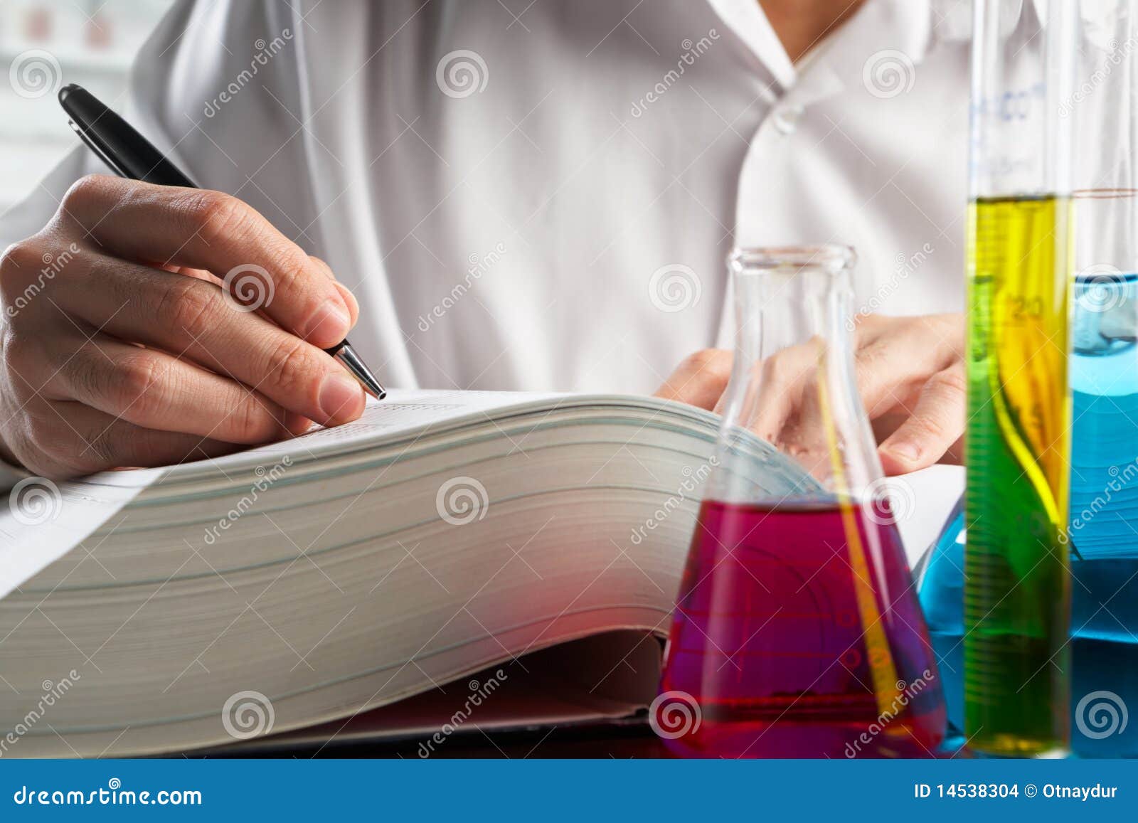 Scientist Looking for Data in Journal Stock Photo - Image of solution ...