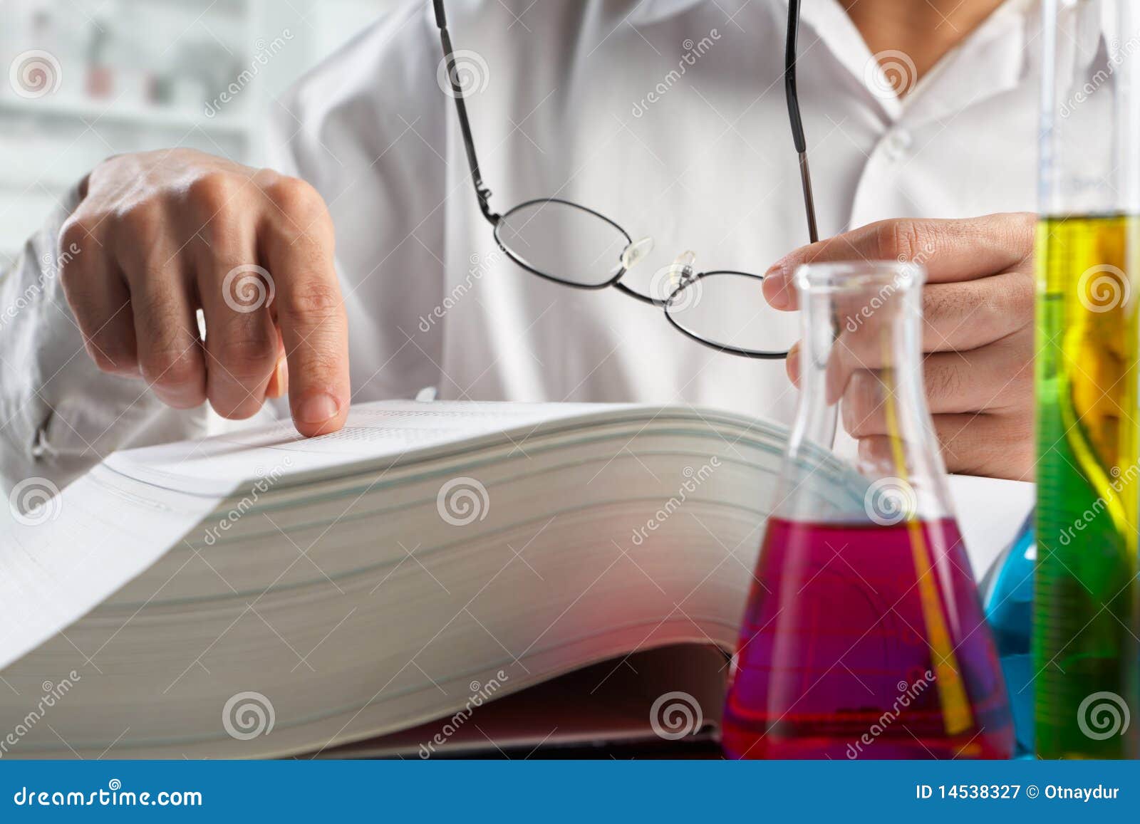 Scientist Looking for Data in Journal Stock Image - Image of hardcover ...