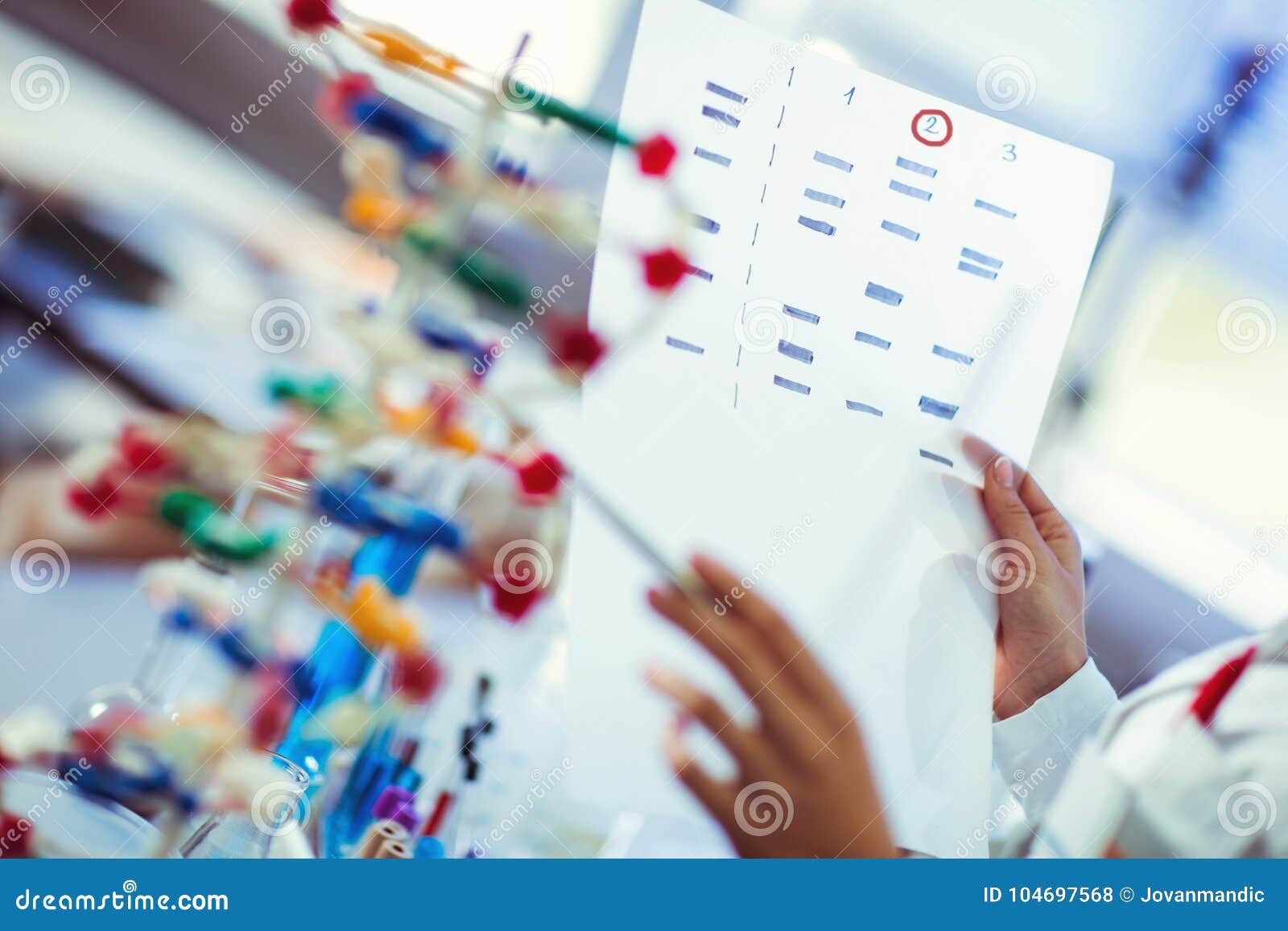 Scientist Looking at DNA in Laboratory Stock Photo - Image of expertise ...