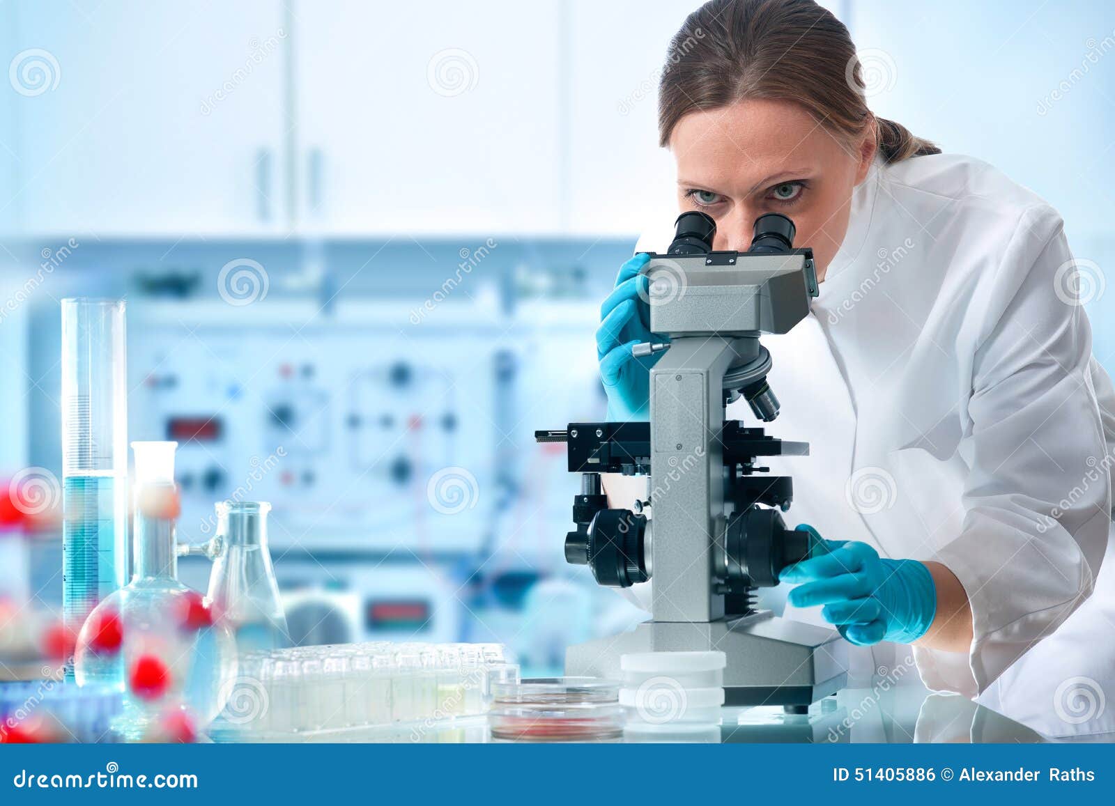 Scientist Looking through a Microscope Stock Photo - Image of doctor ...