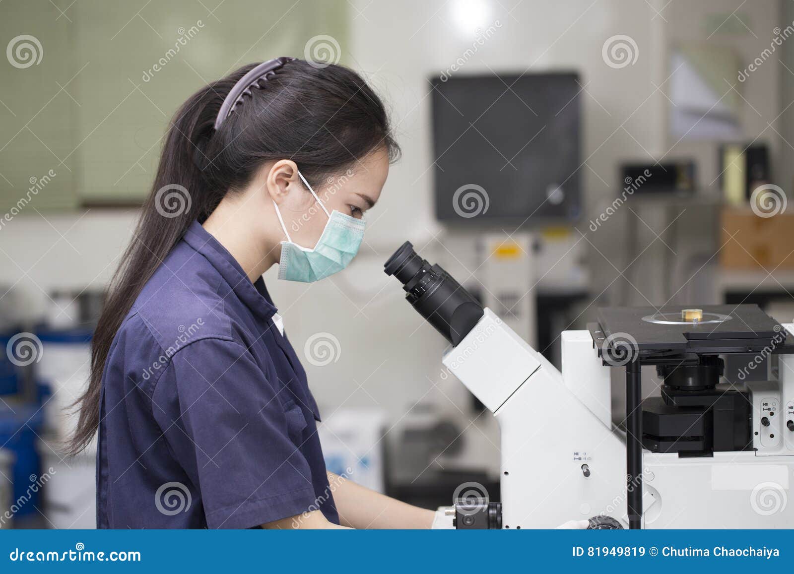 Scientist Looking in Microscope in Laboratory Stock Image - Image of ...