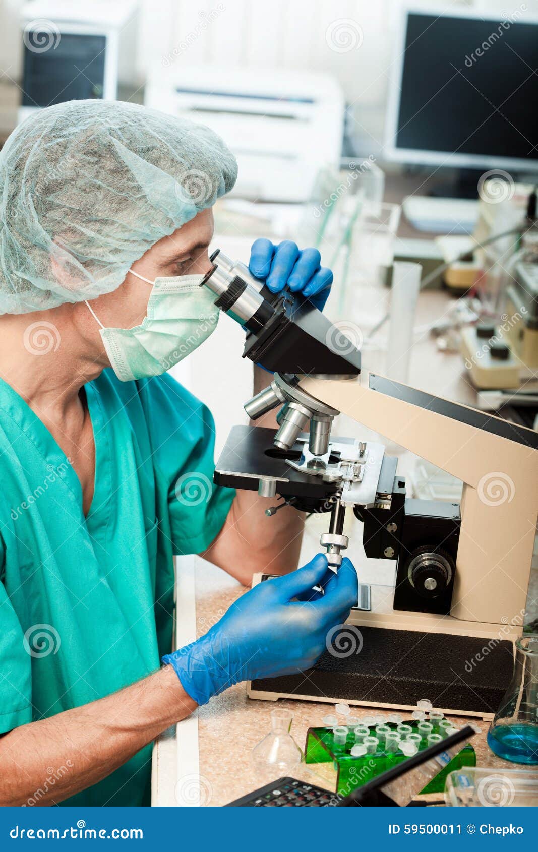 Scientist Looking into a Microscope Stock Image - Image of chemist ...
