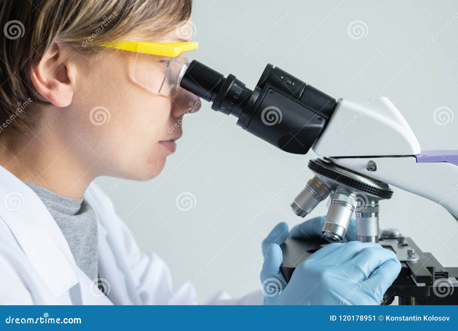 Scientist Looking through a Microscope Stock Image - Image of chemistry ...