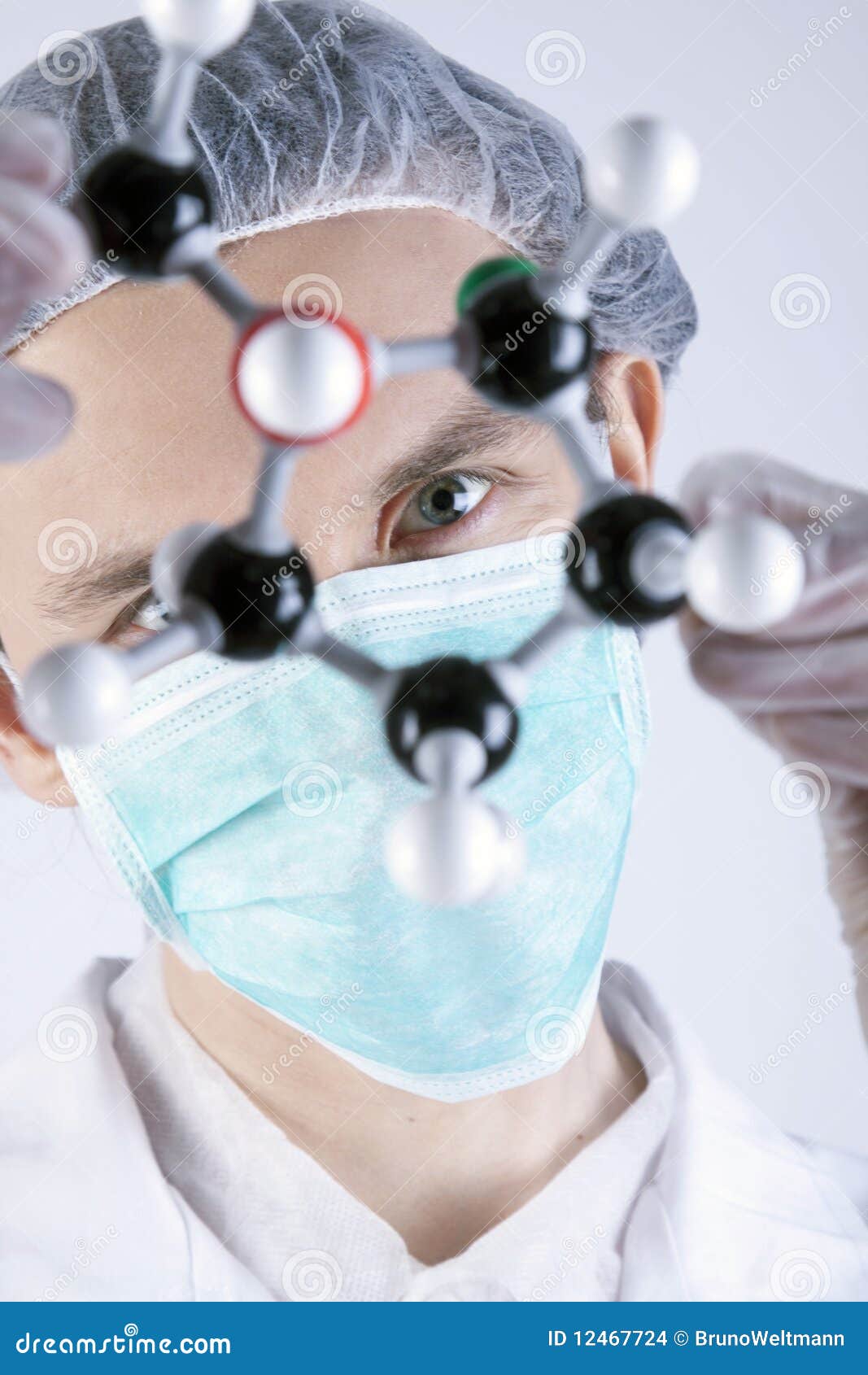 Scientist Looking Over Atoms Stock Photo - Image of flasks, laborant ...