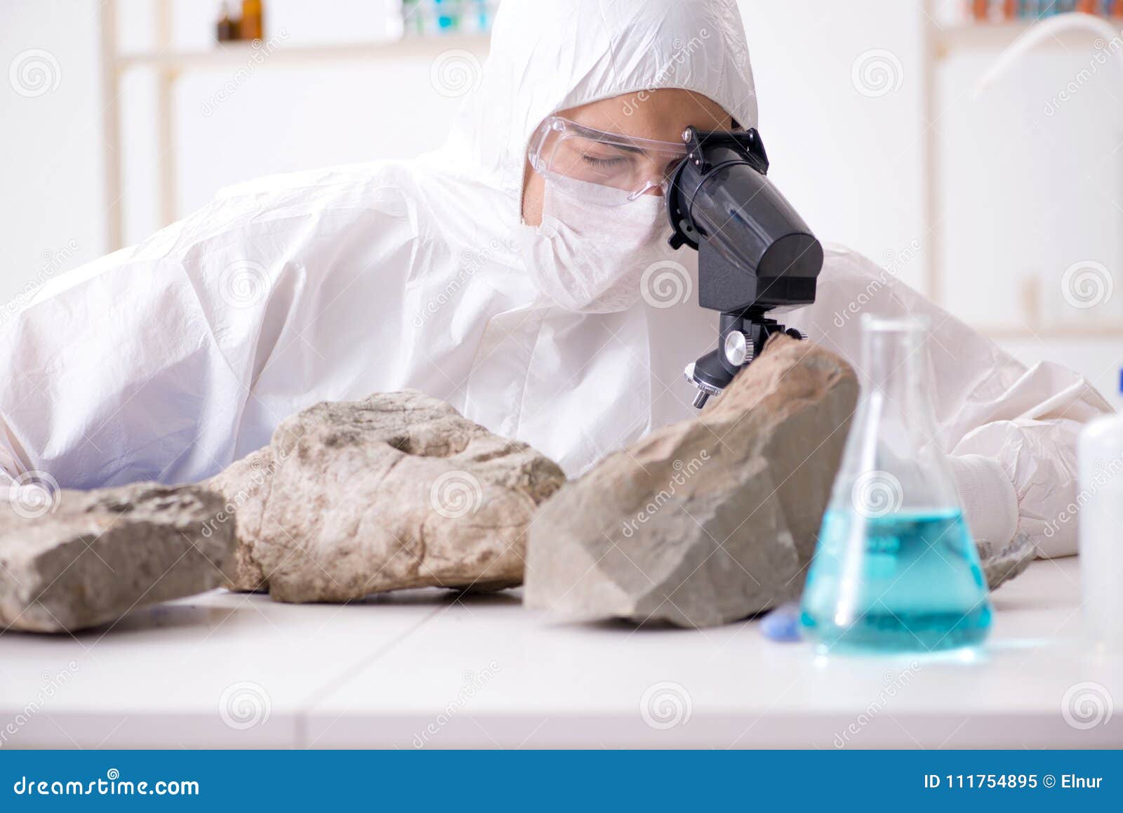 The Scientist Looking and Stone Samples in Lab Stock Image - Image of ...