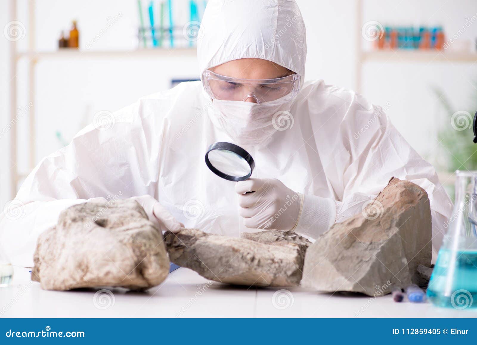 The Scientist Looking and Stone Samples in Lab Stock Image - Image of ...