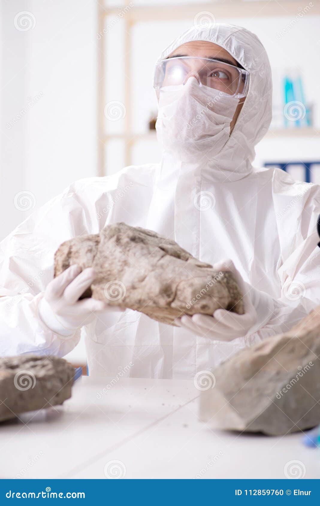 The Scientist Looking and Stone Samples in Lab Stock Photo - Image of ...