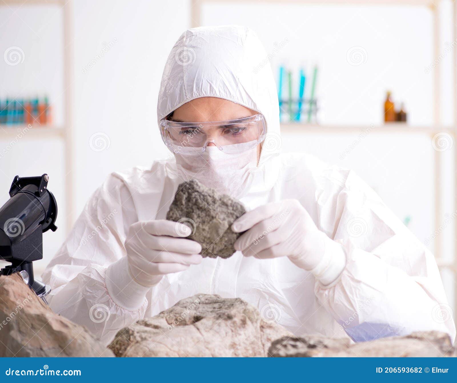 Scientist Looking and Stone Samples in Lab Stock Photo - Image of ...