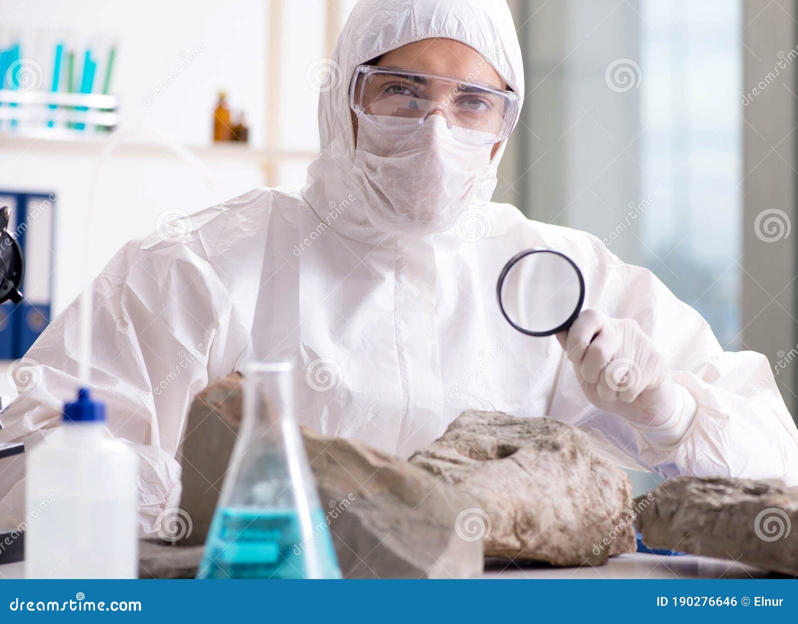 Scientist Looking and Stone Samples in Lab Stock Photo - Image of ...