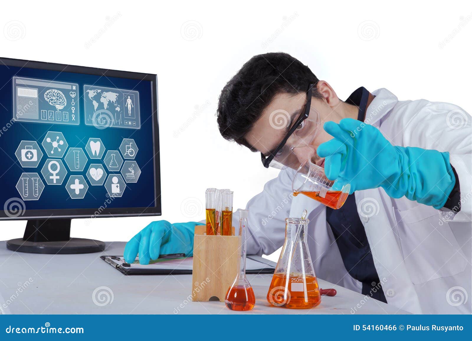 Scientist Makes Chemical Reactions Stock Photo - Image of fluid ...