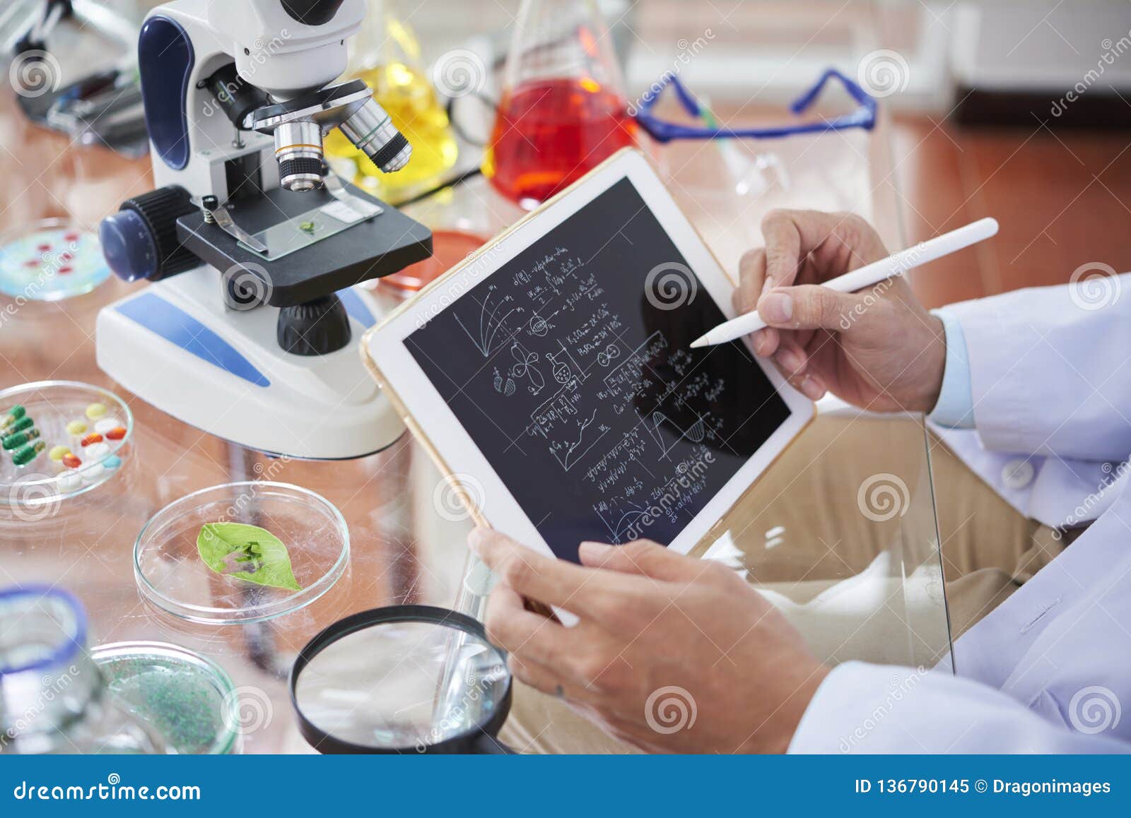 Scientist Making Calculations Stock Image - Image of microscope ...