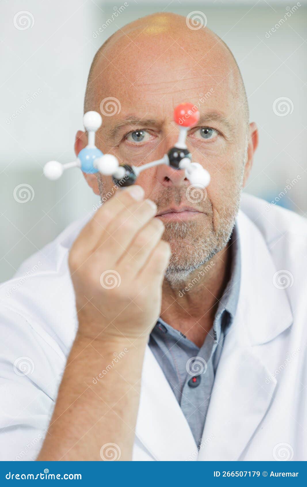 Scientist Man Holding Molecule Form Stock Image - Image of ...