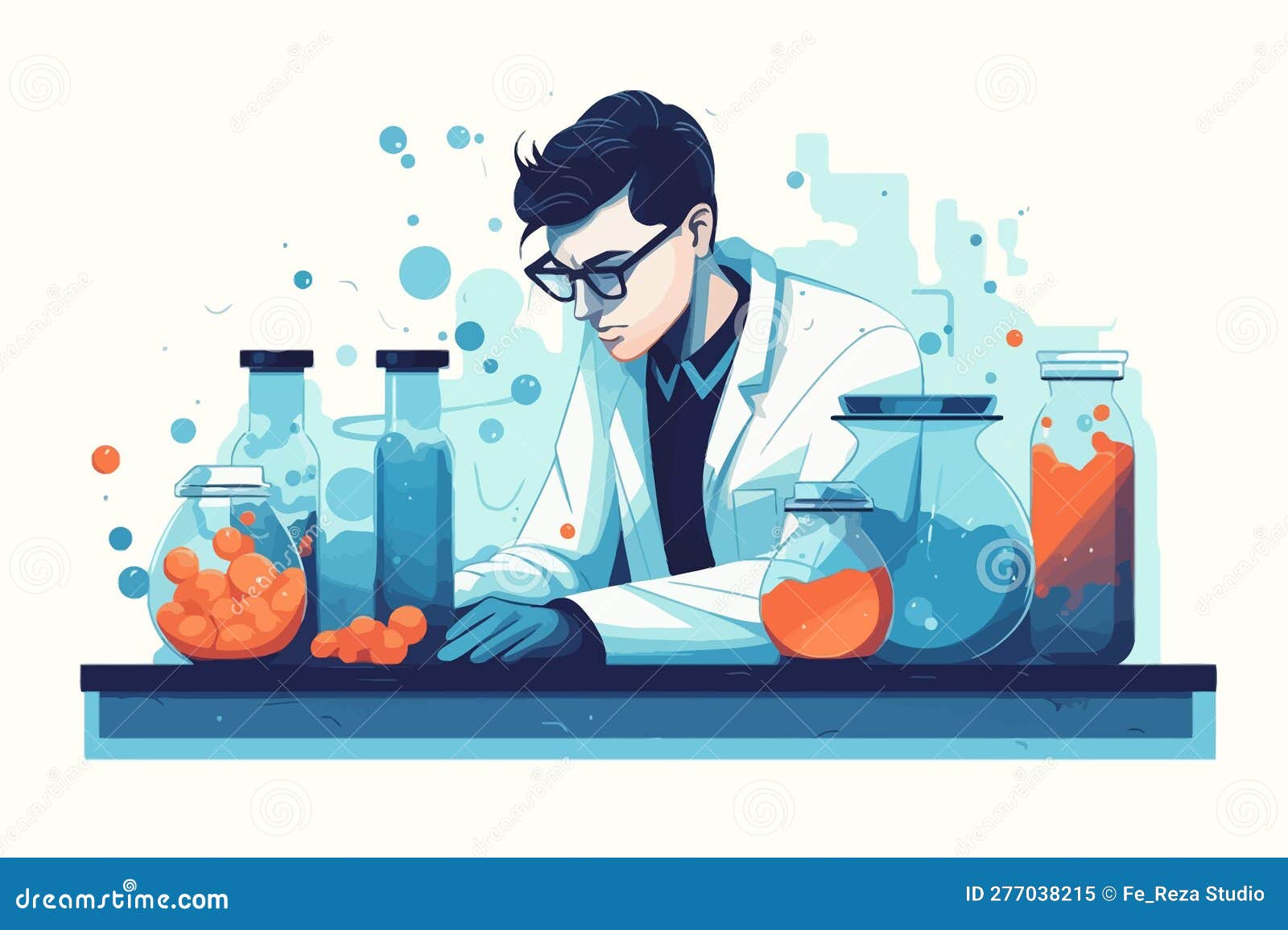 Scientist Man in Laboratory. Vector Illustration Stock Vector ...