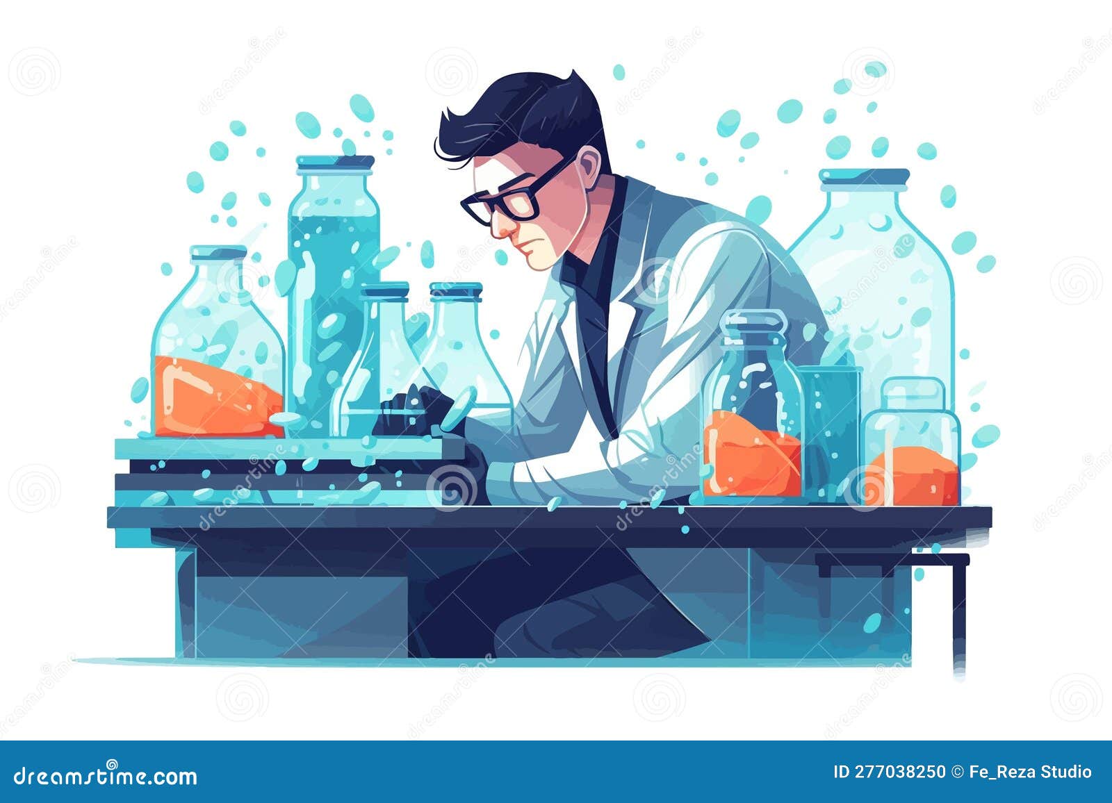 Scientist Man in Laboratory. Vector Illustration Stock Vector ... Scientist Man in Laboratory. Vector Illustration Stock Vector ...