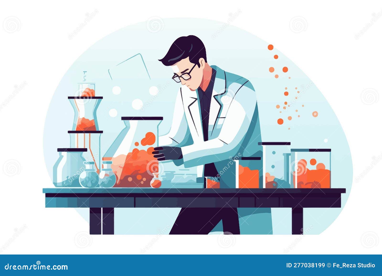 Scientist Man in Laboratory. Vector Illustration Stock Vector ...