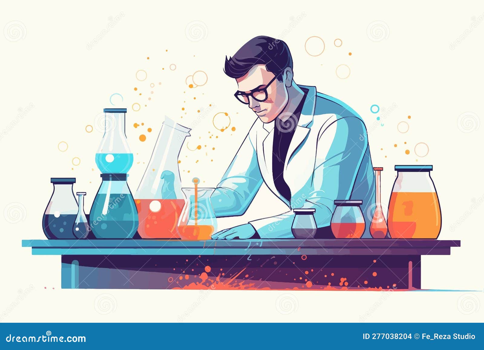 Scientist Man in Laboratory. Vector Illustration Stock Vector ...