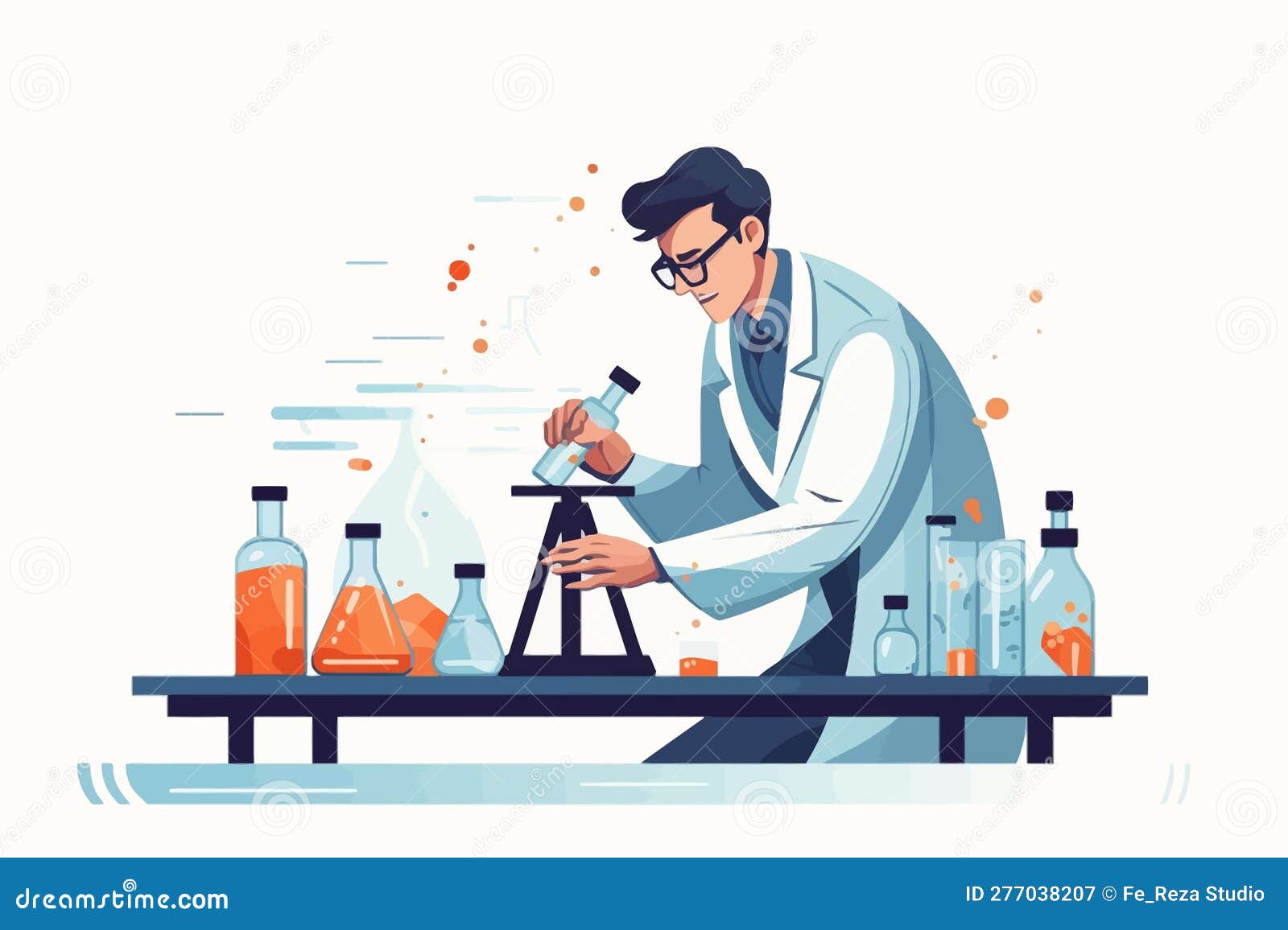 Scientist Man in Laboratory. Vector Illustration Stock Vector ...