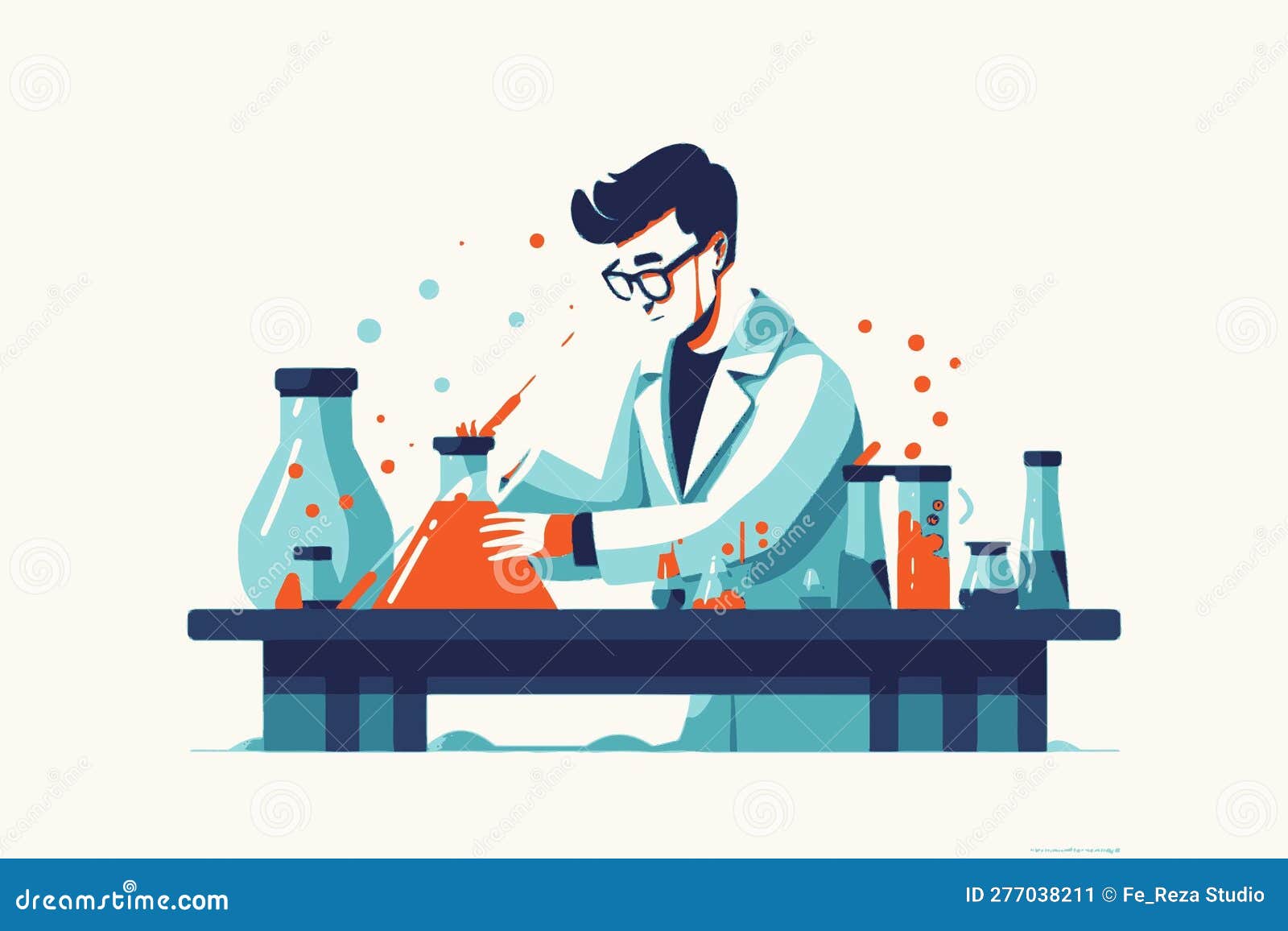 Scientist Man in Laboratory. Vector Illustration Stock Vector ...