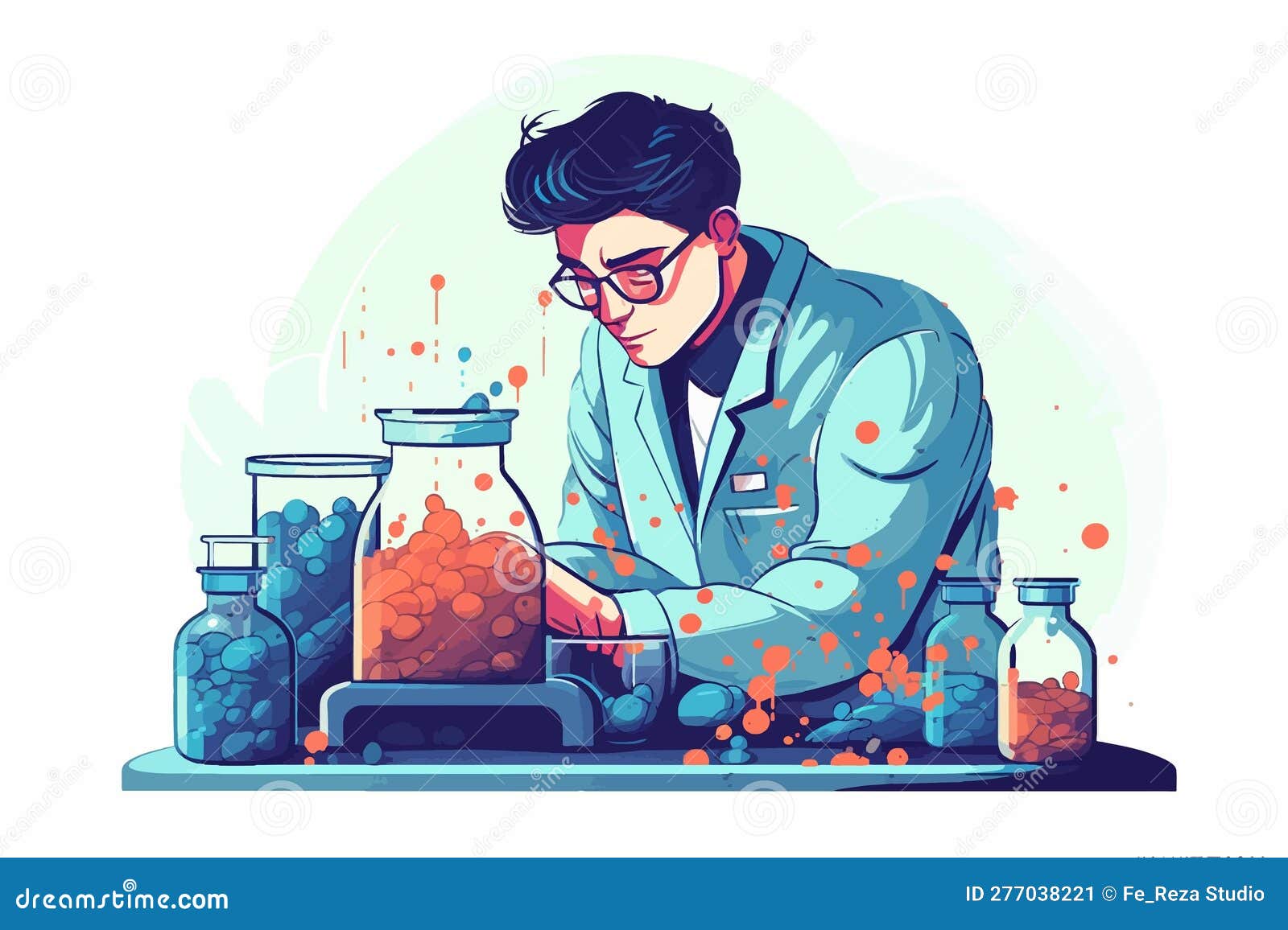Scientist Man in Laboratory. Vector Illustration Stock Vector ...
