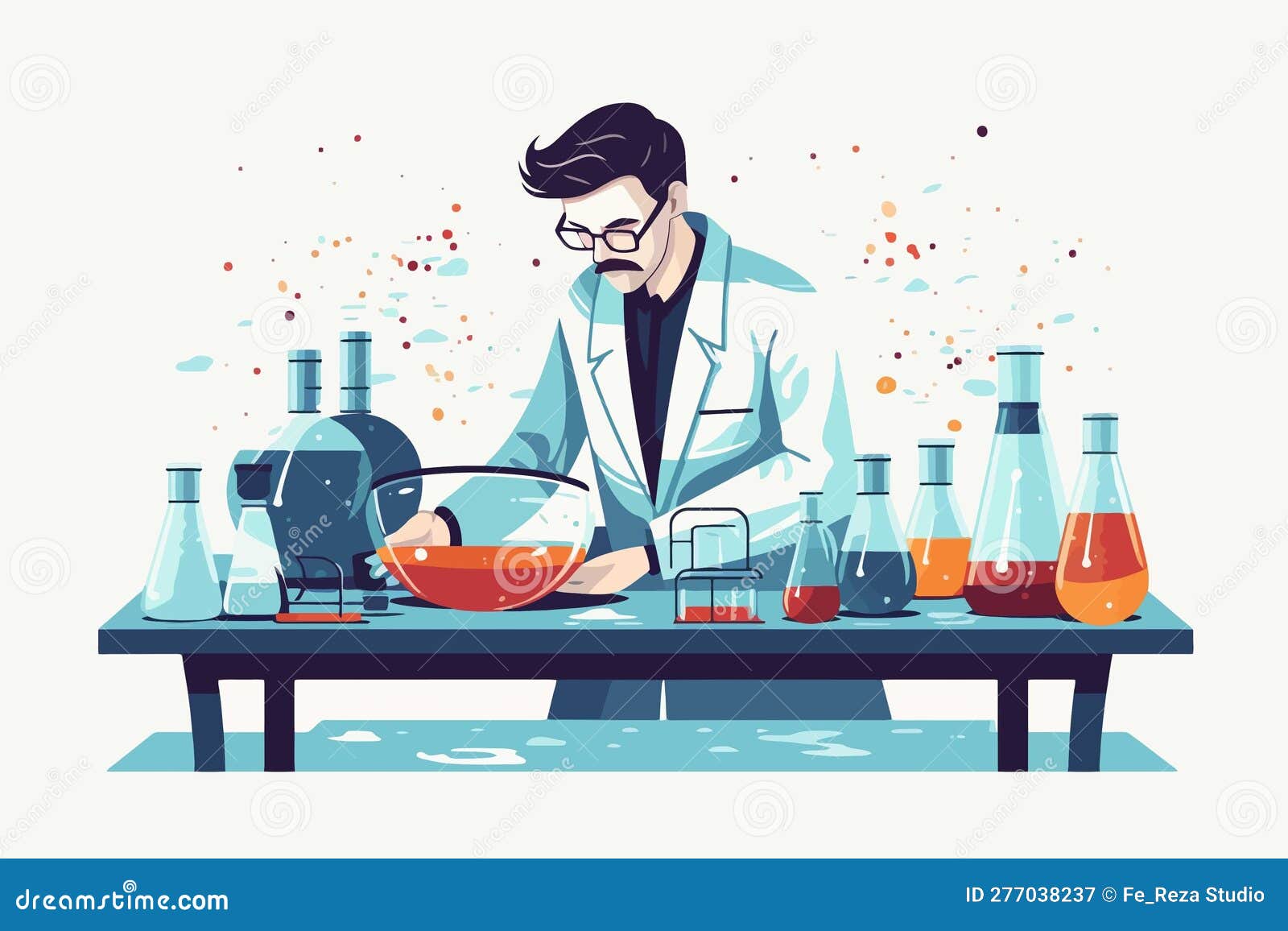 Scientist Man in Laboratory. Vector Illustration Stock Vector ...