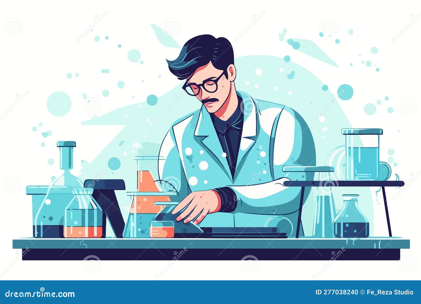 Scientist Man in Laboratory. Vector Illustration Stock Vector ...