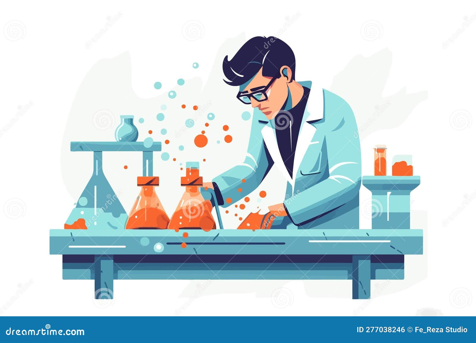 Scientist Man in Laboratory. Vector Illustration Stock Vector ...