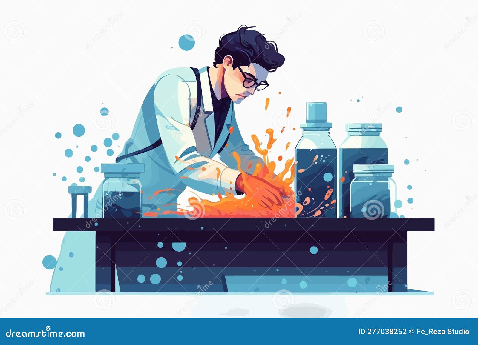 Scientist Man in Laboratory. Vector Illustration Stock Vector ... Scientist Man in Laboratory. Vector Illustration Stock Vector ...