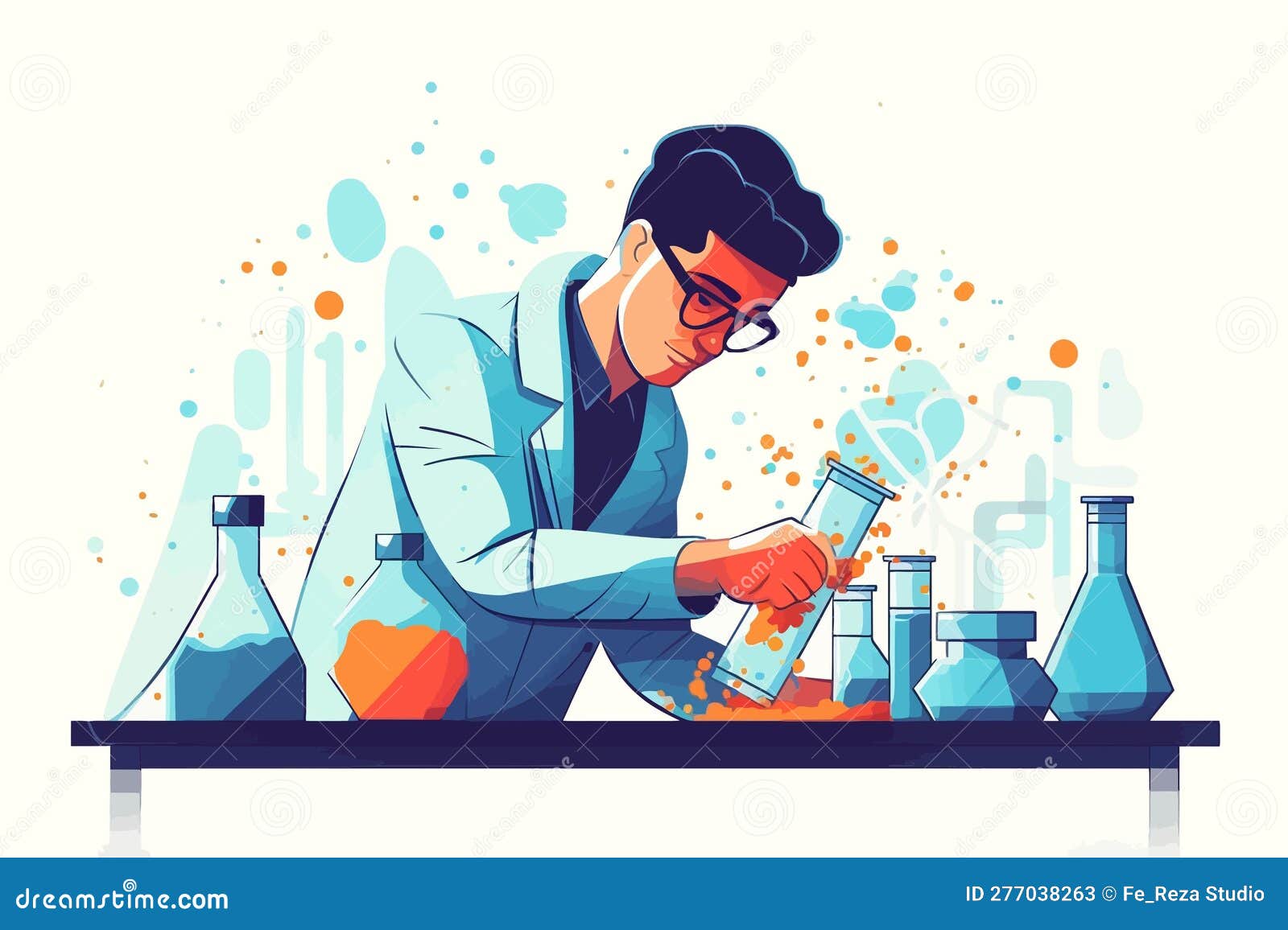 Scientist Man in Laboratory. Vector Illustration Stock Vector ...
