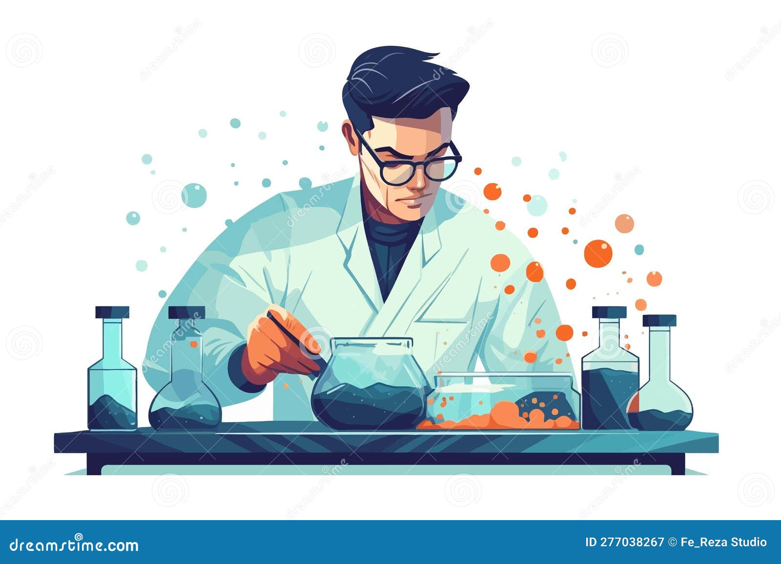 Scientist Man in Laboratory. Vector Illustration Stock Vector ... Scientist Man in Laboratory. Vector Illustration Stock Vector ...