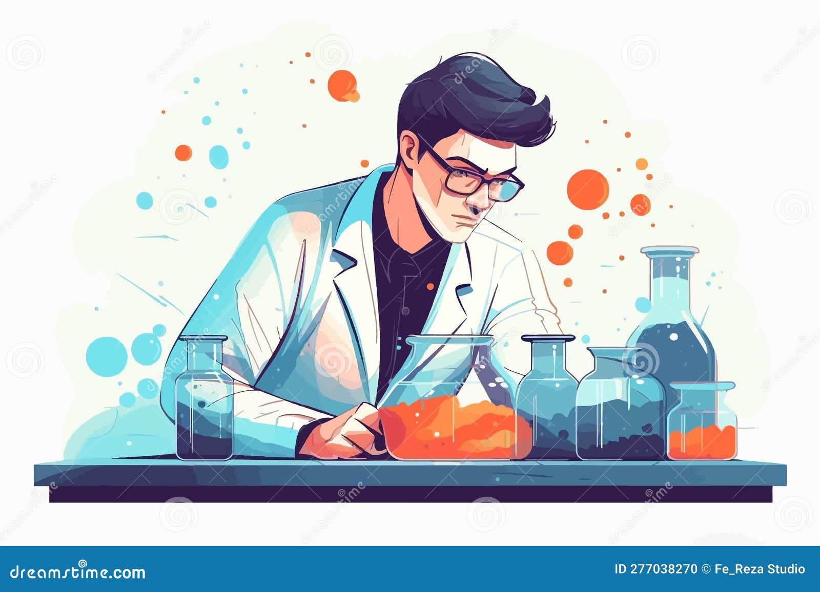 Scientist Man in Laboratory. Vector Illustration Stock Vector ...