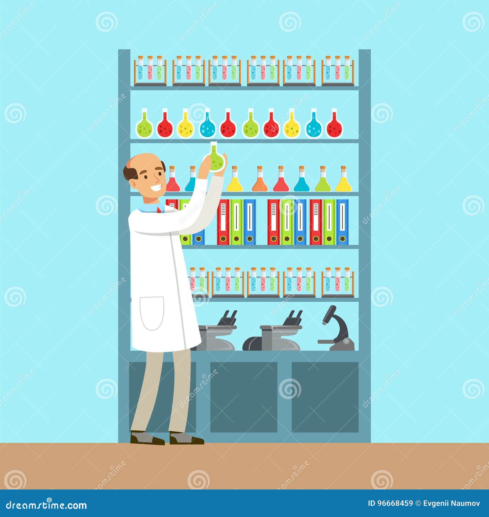 Scientist Man Working Research in Chemical Lab, Interior of Science ...