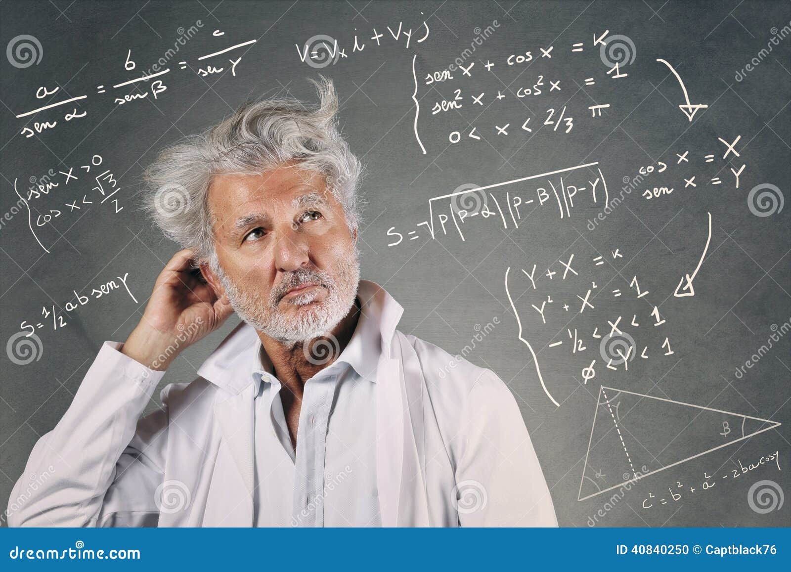 Scientist with Mathematics Formulas Stock Photo - Image of senior ...