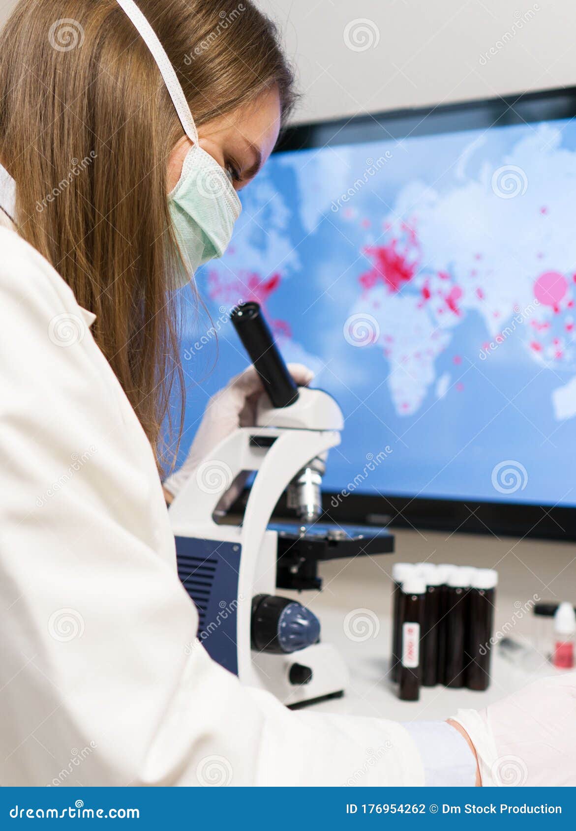 Scientist in Medical Mask in Laboratory. Stock Photo - Image of disease ...