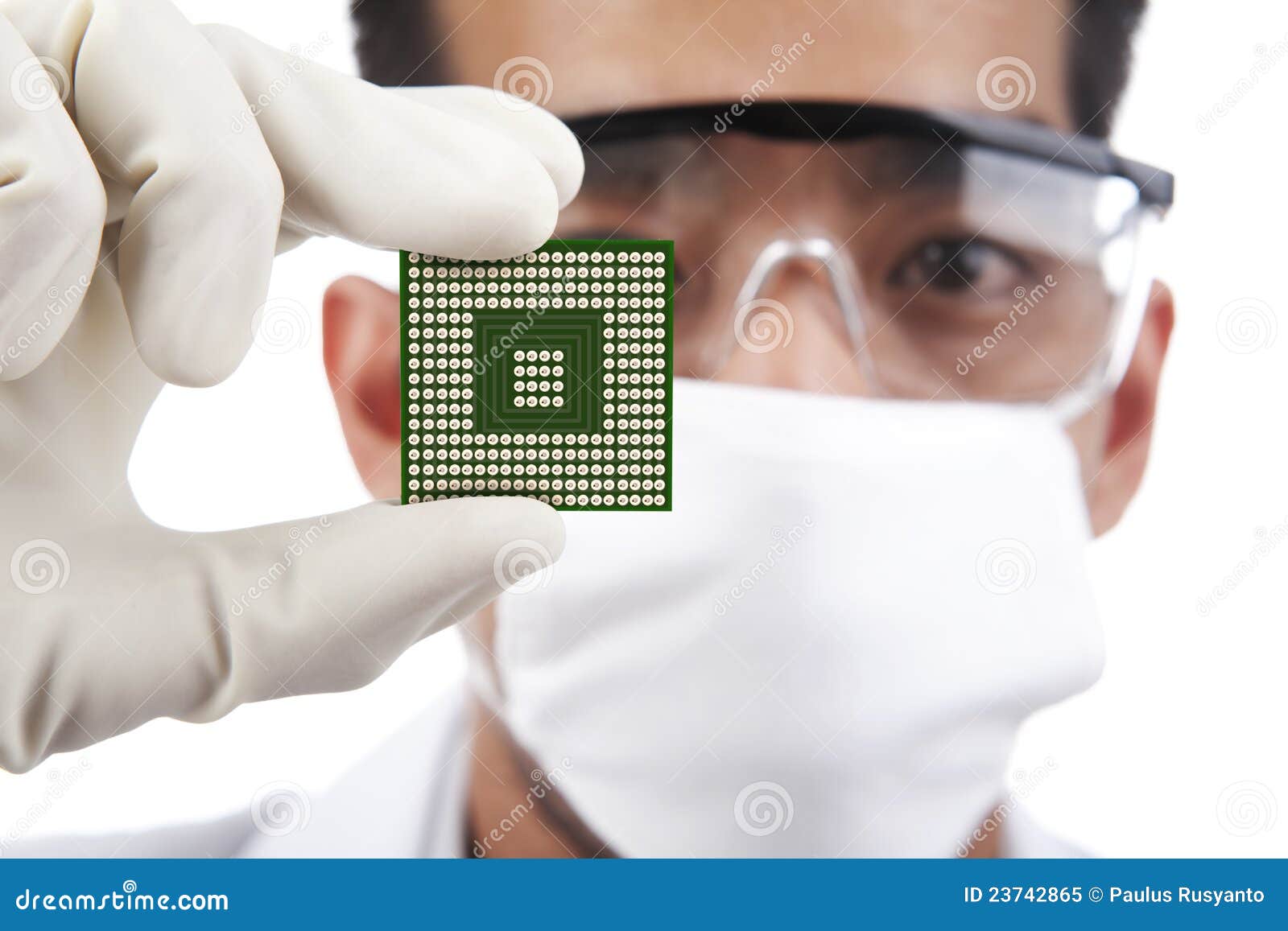 Scientist with a Microchip Computer Stock Image - Image of focus ...