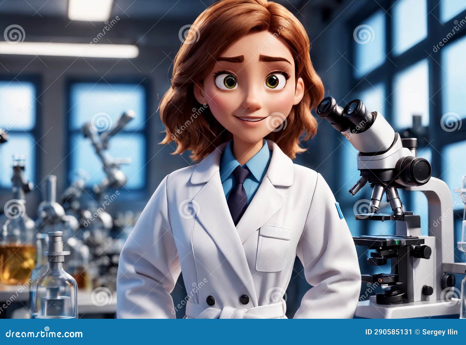 Scientist and Microscope in Laboratory. Generative AI Stock ...