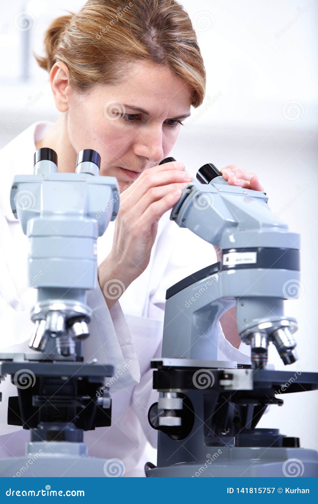 Scientist Working with Microscope Stock Image - Image of medical ...