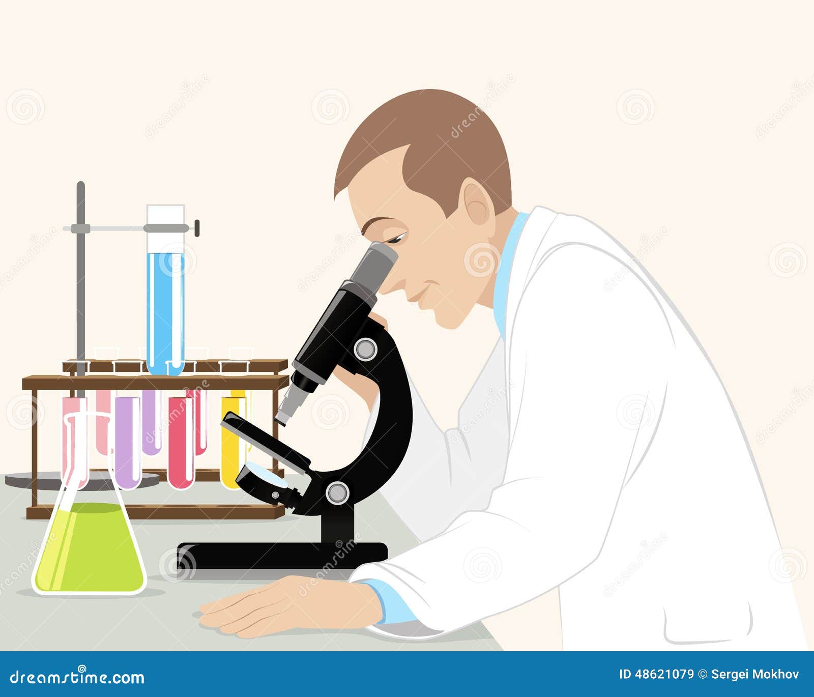 Scientist with microscope stock vector. Illustration of imagery - 48621079
