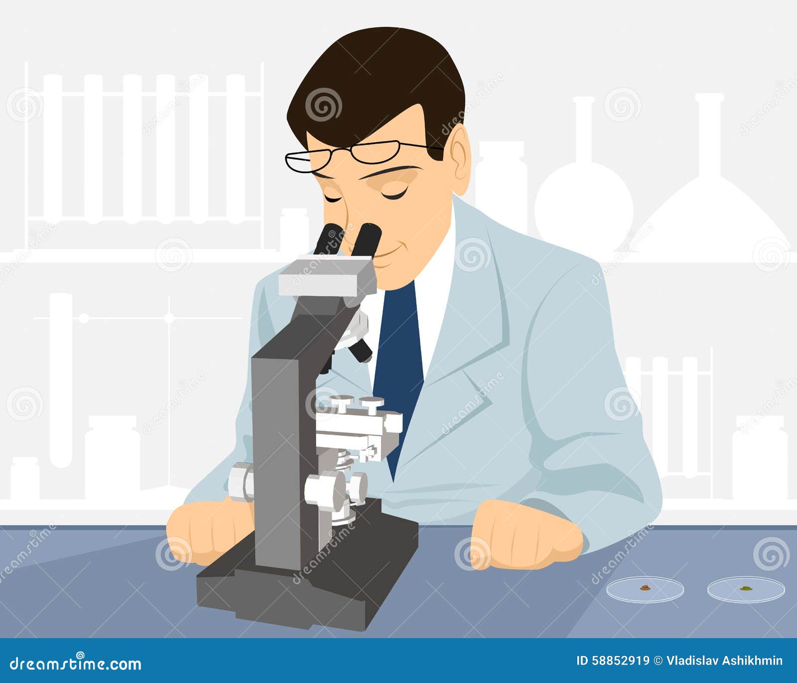 Scientist with microscope stock vector. Illustration of scientist ...