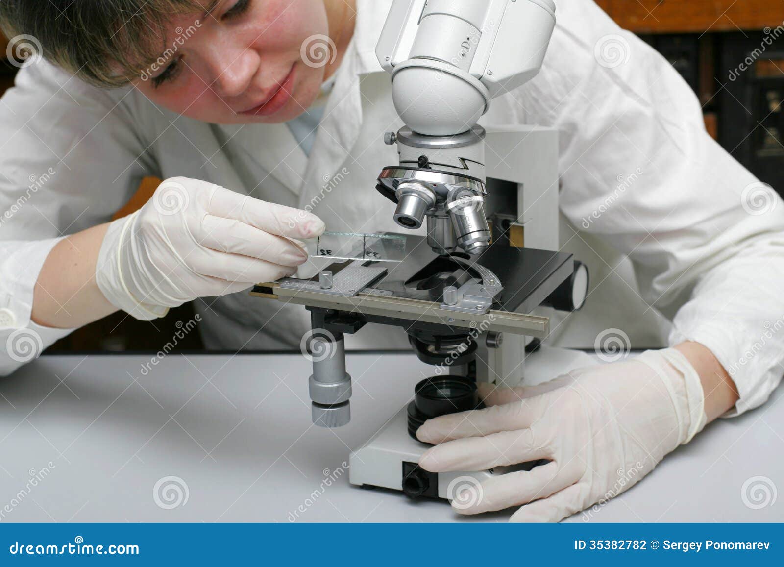 Scientist and microscope stock photo. Image of chemist - 35382782