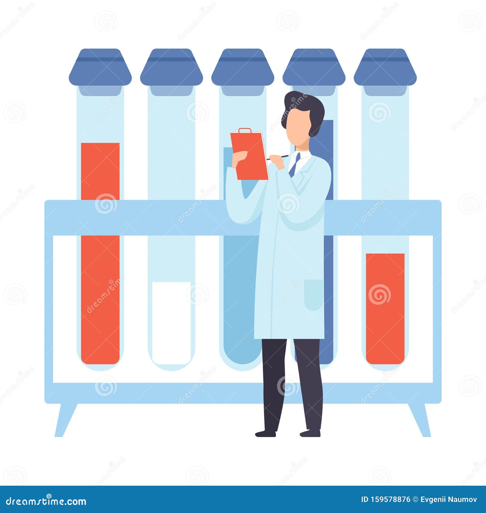 Scientist Next To Giant Test Tubes. Vector Illustration. Stock Vector ...