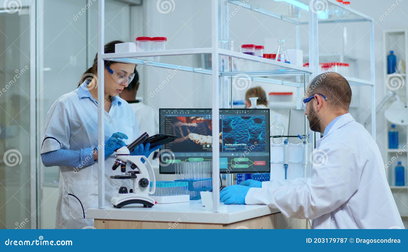 Scientist Nurse Taking Notes on Tablet in Laboratory Stock Image ...