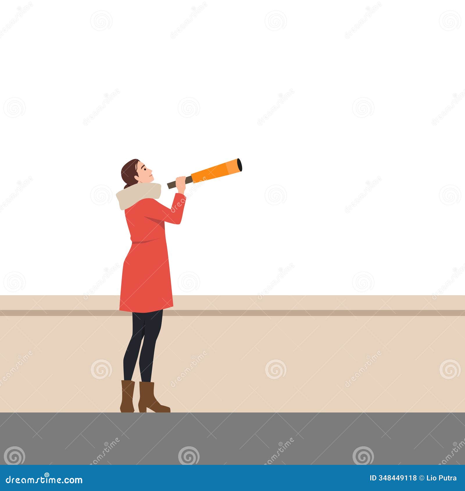 Scientist Watching Wild Animals, Monkeys In Habitat. Woman Examines ...