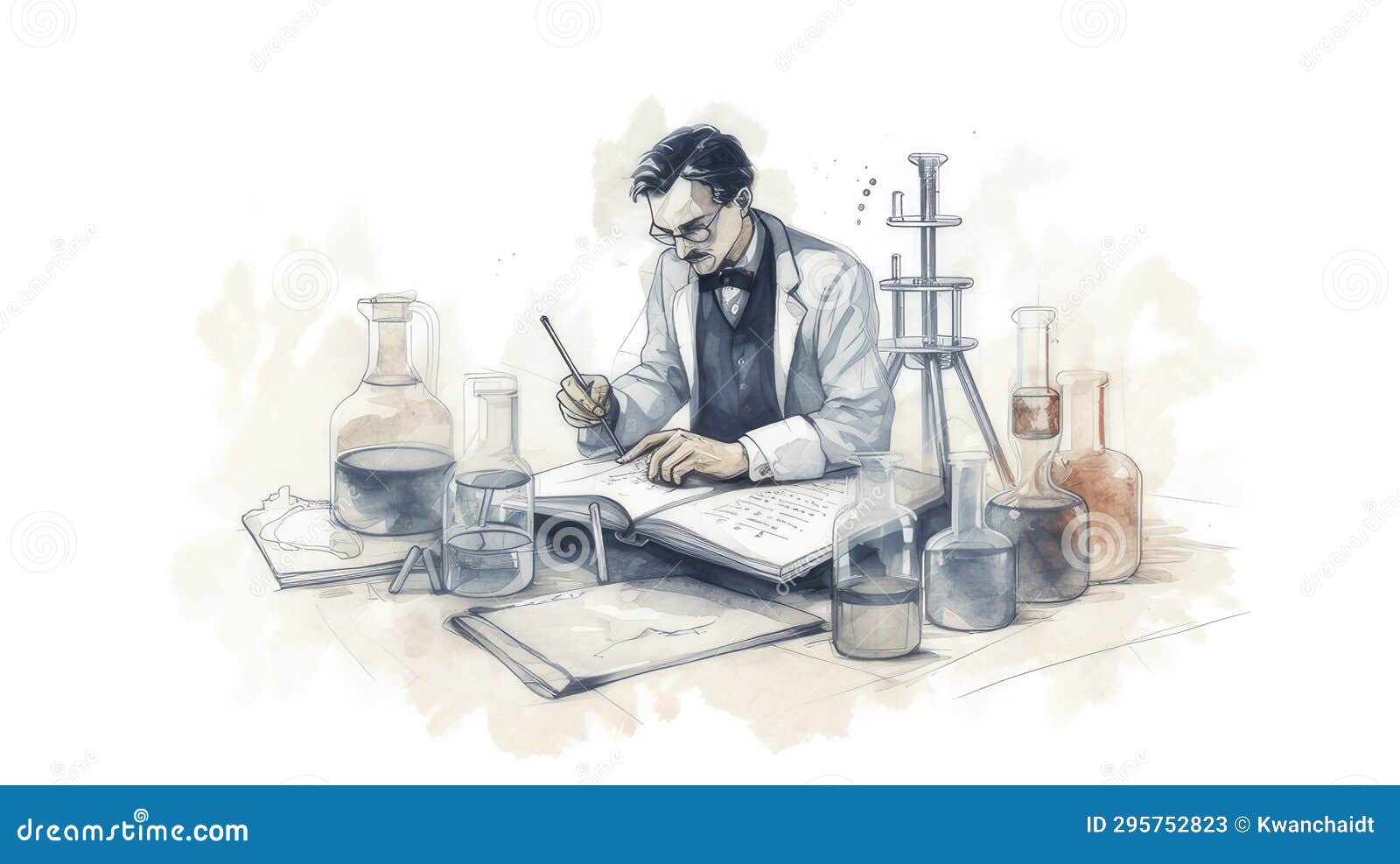 A Scientist Observing an Experiment and Forming Hypotheses, Symbolizing ...