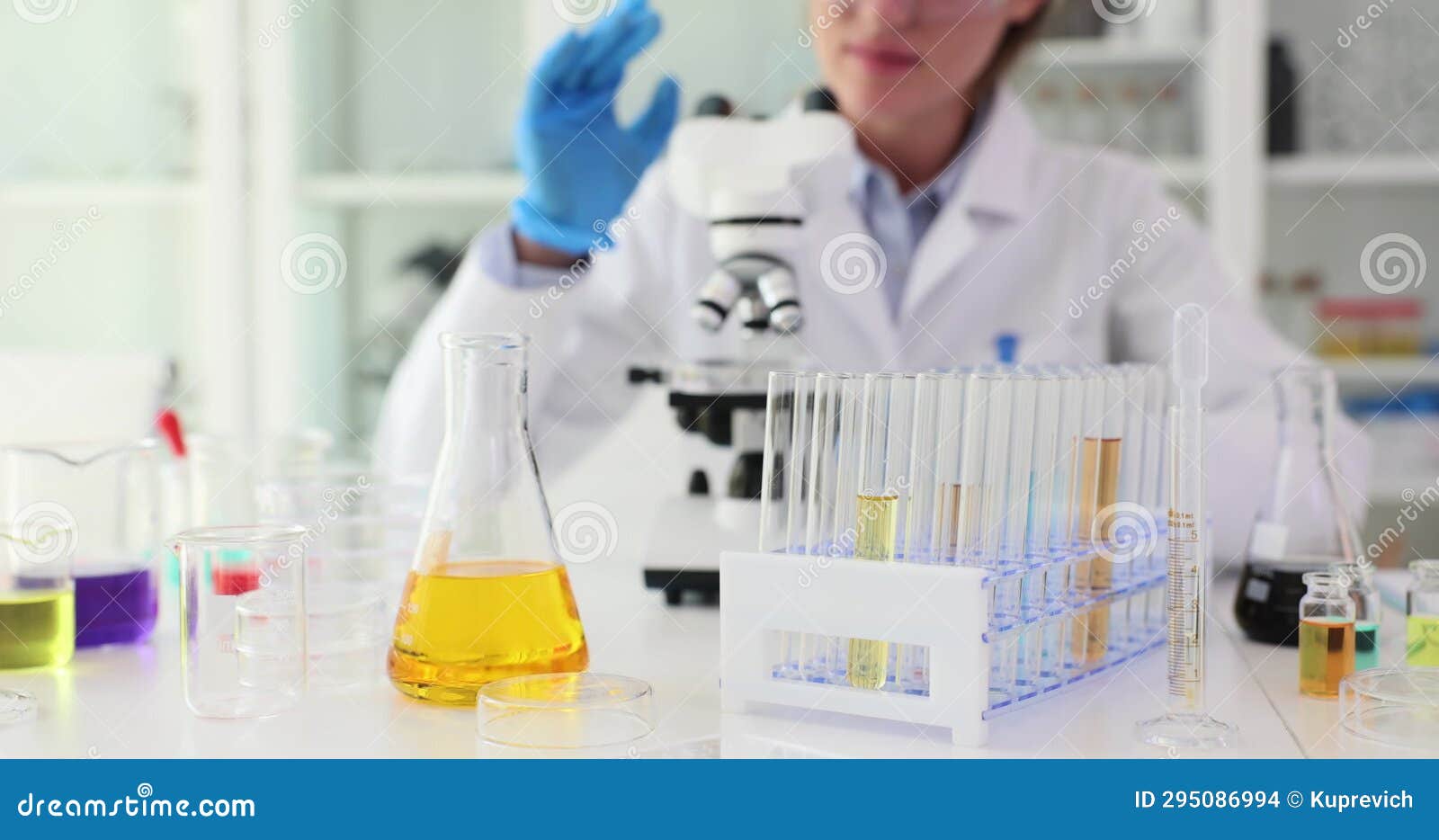 Scientist Observing Oil Samples Under Microscope Assessing Risks Stock ...