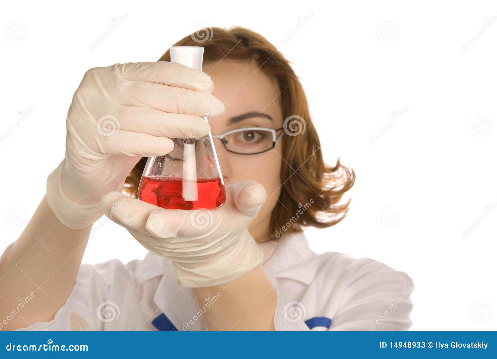Scientist with one flask stock image. Image of compare - 14948933