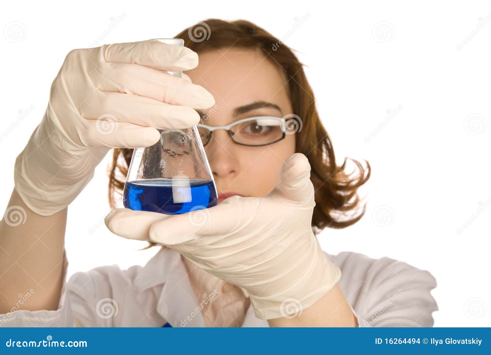 Scientist with one flask stock photo. Image of beaker - 16264494