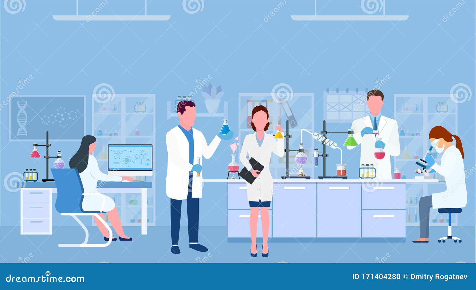 Scientist People In Innovation Laboratory Vector Illustration, Cartoon ... Scientist People In Innovation Laboratory Vector Illustration, Cartoon ...