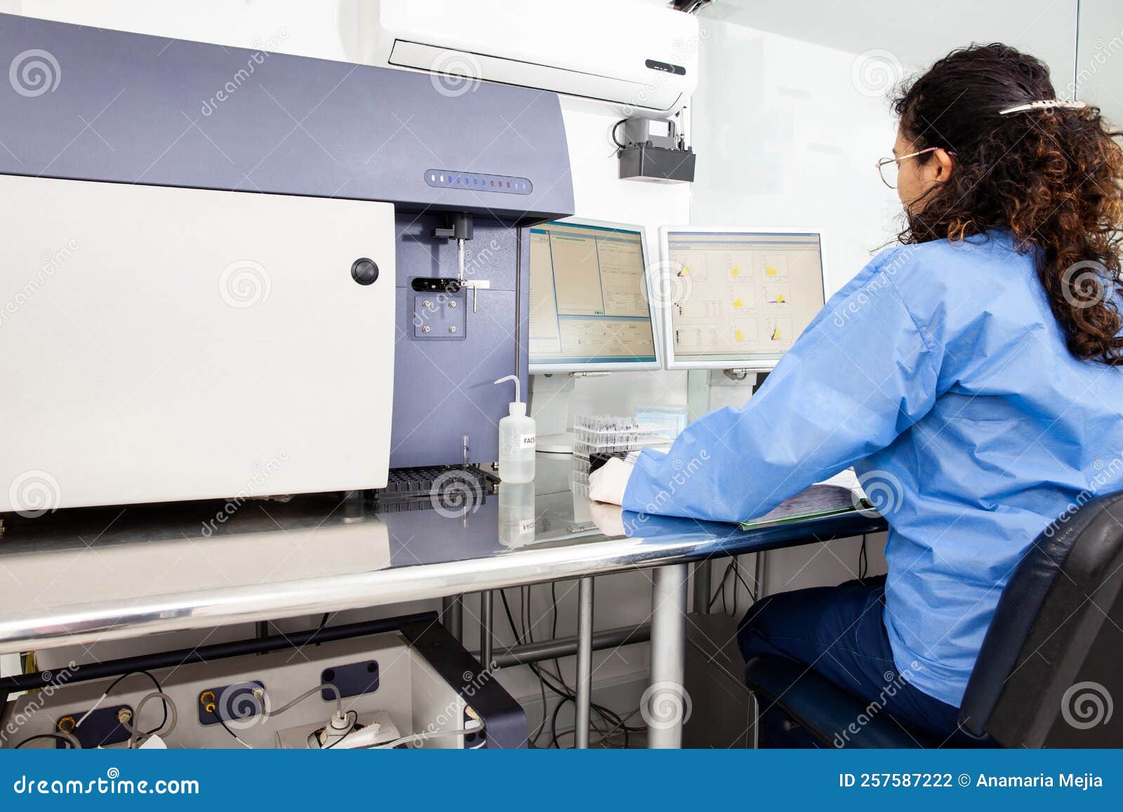 Scientist Performing a Flow Cytometric Analysis in the Laboratory. Flow ...