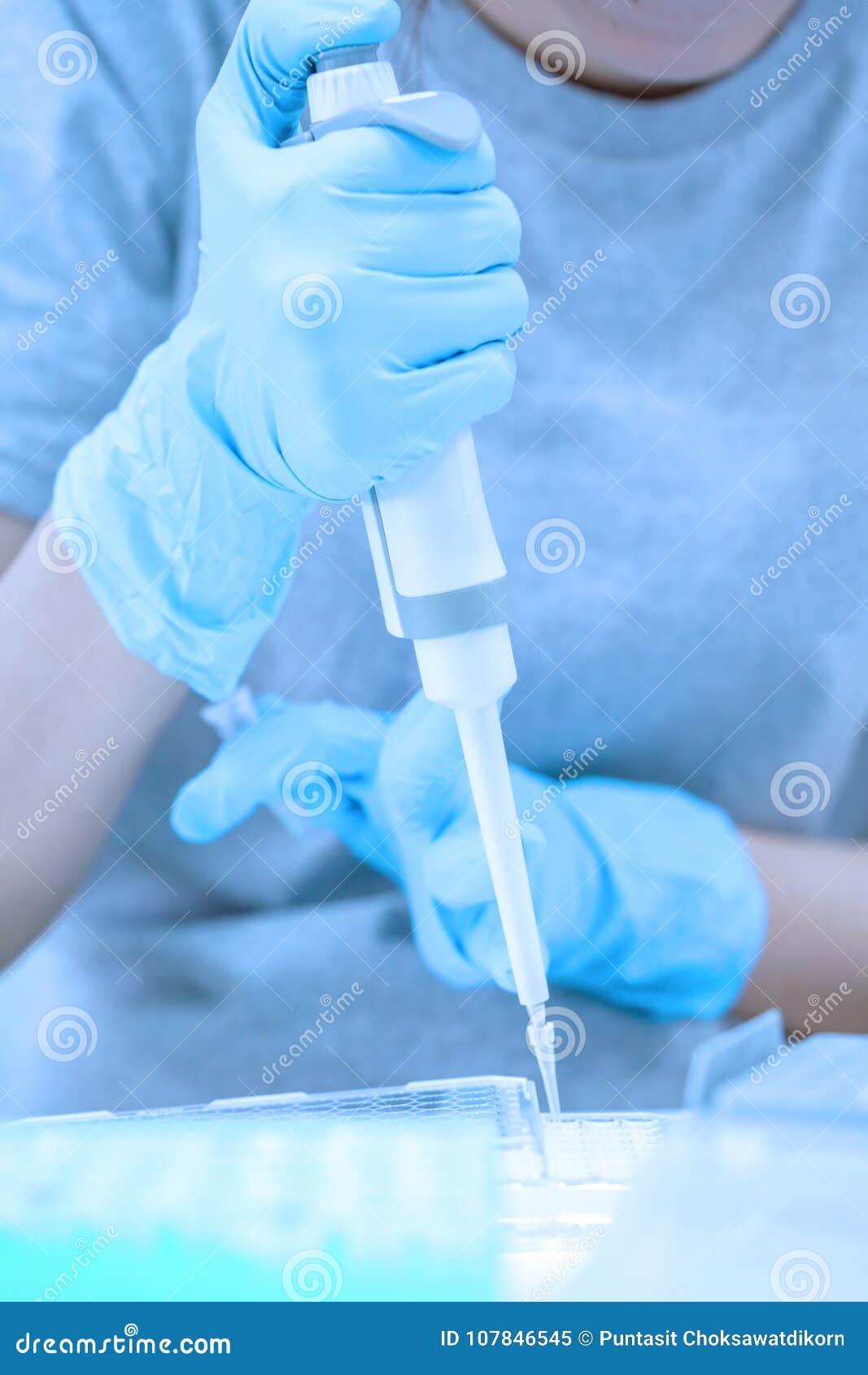 Scientist Use Pipette Drops Chemical Liquid In Test Tube In Laboratory ...