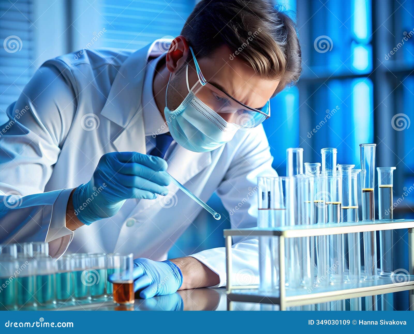 Scientist Pipetting Drop of Sample in Test Tubes at Lab Stock Image ...